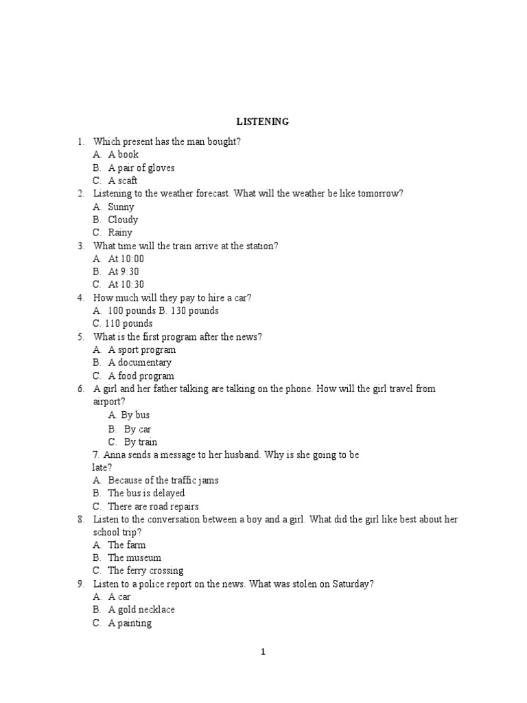 Listening Pdf