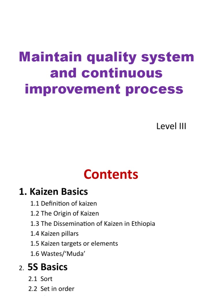 Maintain Quality System and Continuous Improvement Process | PDF ...