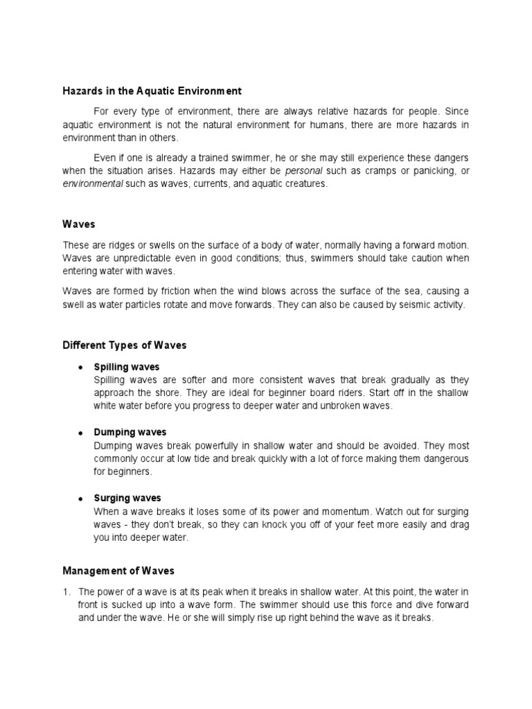 Hazards in The Aquatic Environment-Waves | PDF