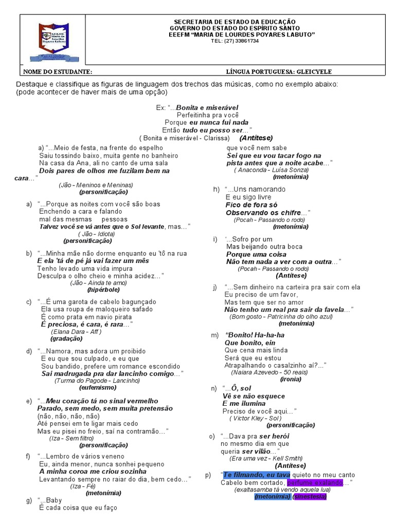 Figuras de Linguagem no 8º Ano | PDF | Metáfora | Amor