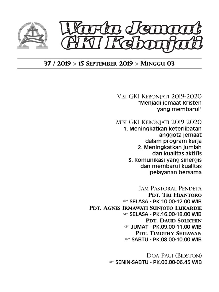 Warta Jemaat GKI Kebonjati | PDF