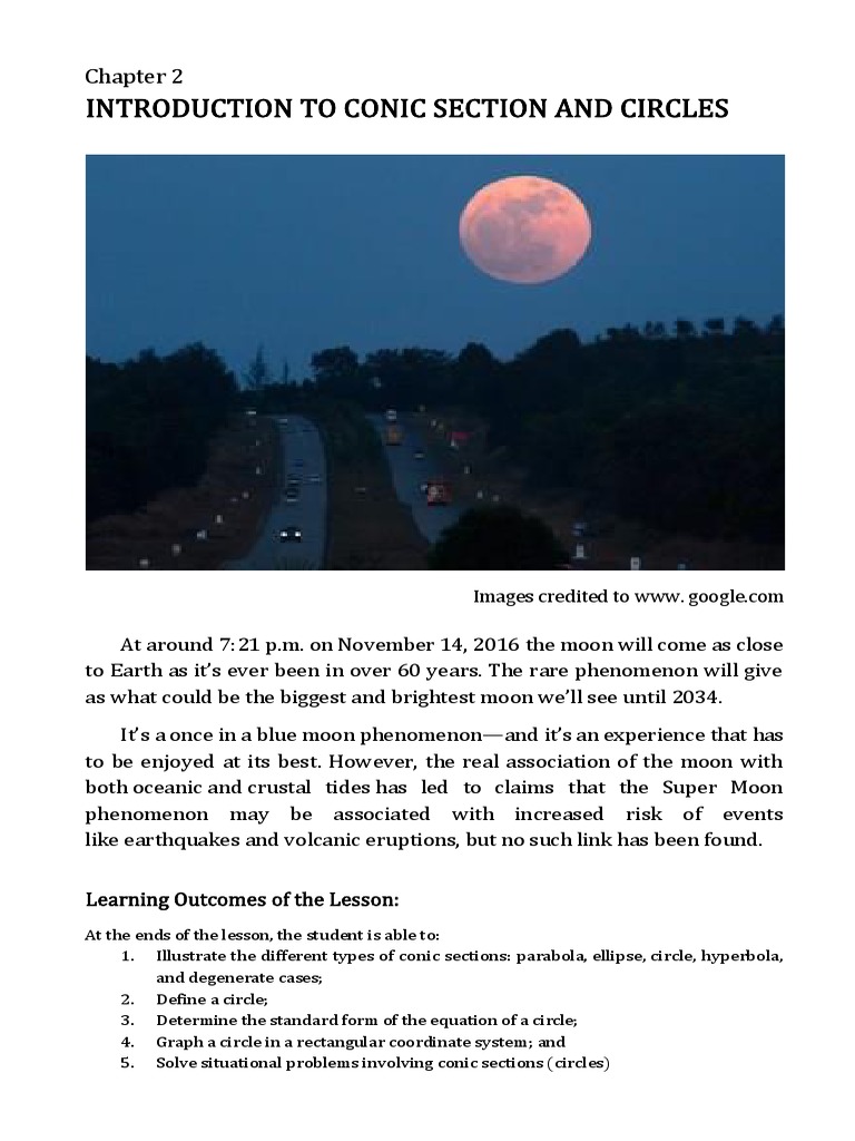 Chapter 2 Introduction To Conic Sections and Circles Week 3 | PDF ...