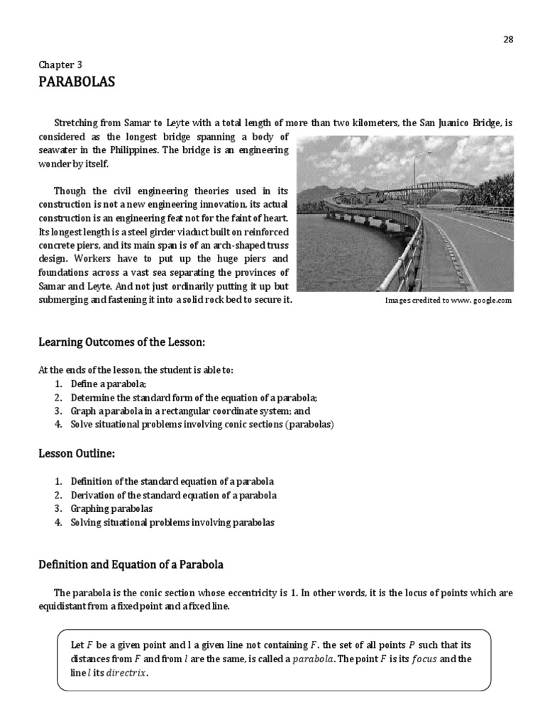 Chapter 3 Parabolas Week 4 | PDF | Geometry | Mathematical Objects