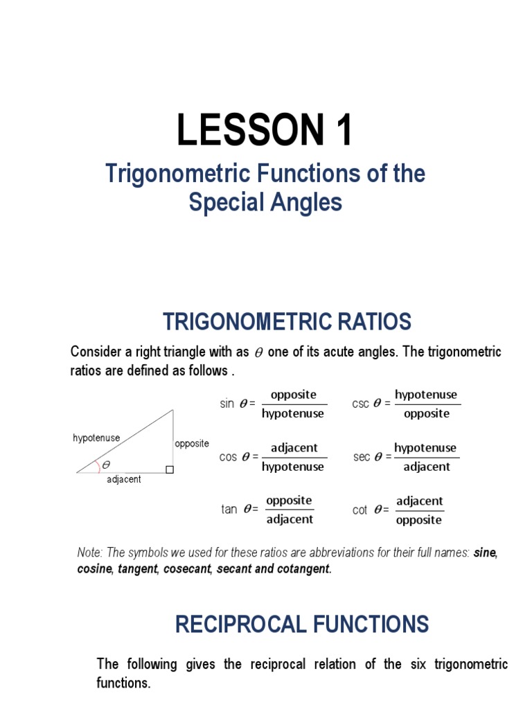 Quarter 2 Lesson 1-2 (Week 7) | PDF | Trigonometric Functions | Special Functions