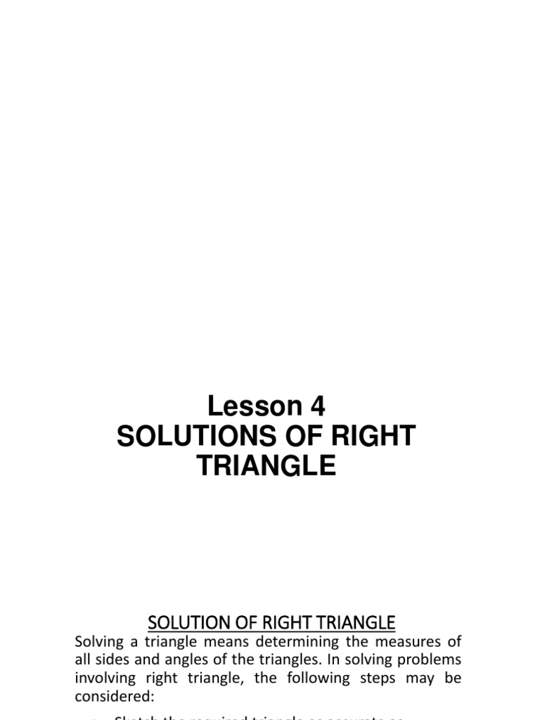 Solving Right Triangle Problems | PDF | Triangle | Angle