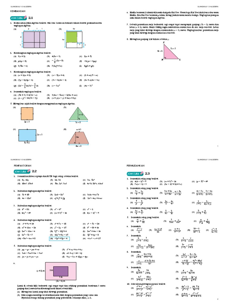 Ulangkaji ALGEBRA | PDF