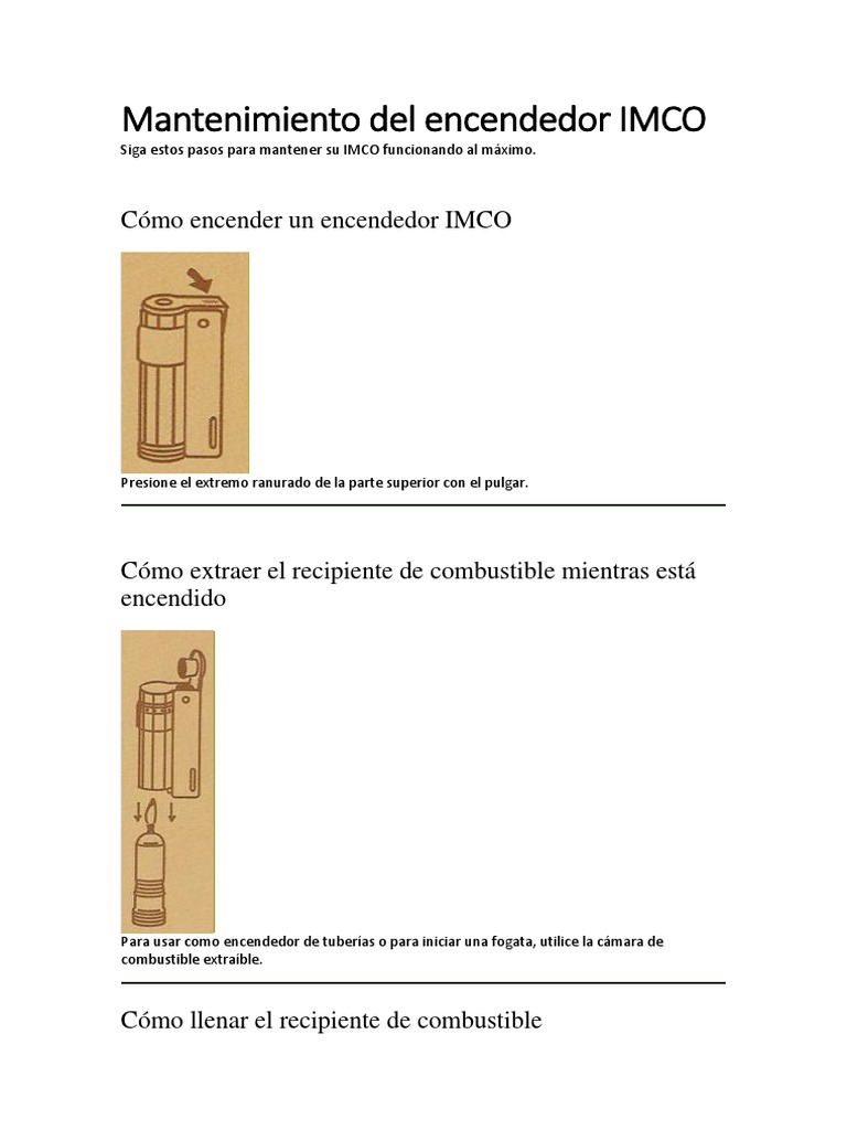 Mechero Imco 6700 Mantenimiento Encendedor | PDF | Bienes manufacturados
