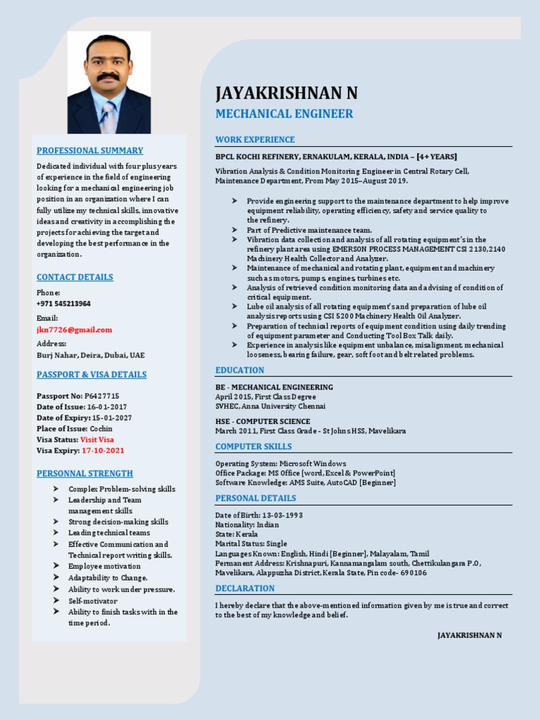 Resume Jayakrishnan N | PDF