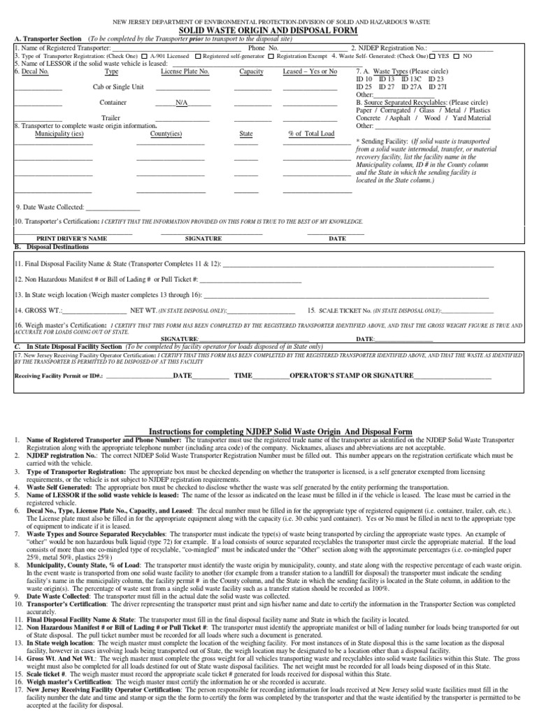 Waste Disposal Form | PDF | Municipal Solid Waste | Waste Management