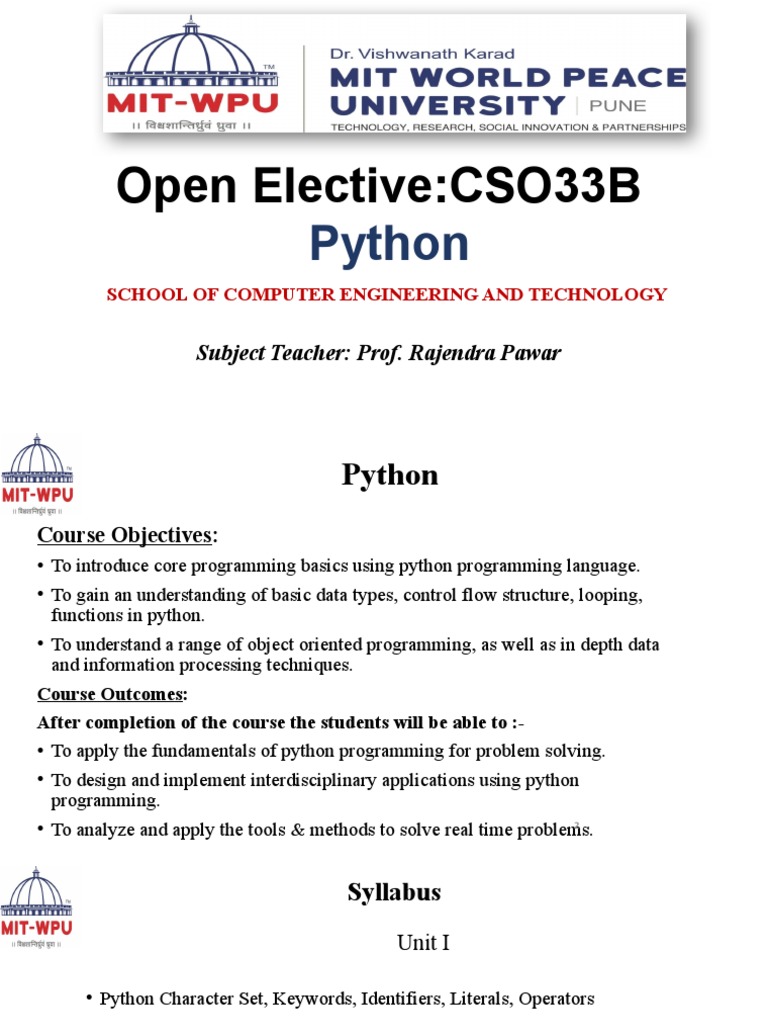 Unit 1 Fundamentals of Python Programming | PDF | Control Flow | Data Type