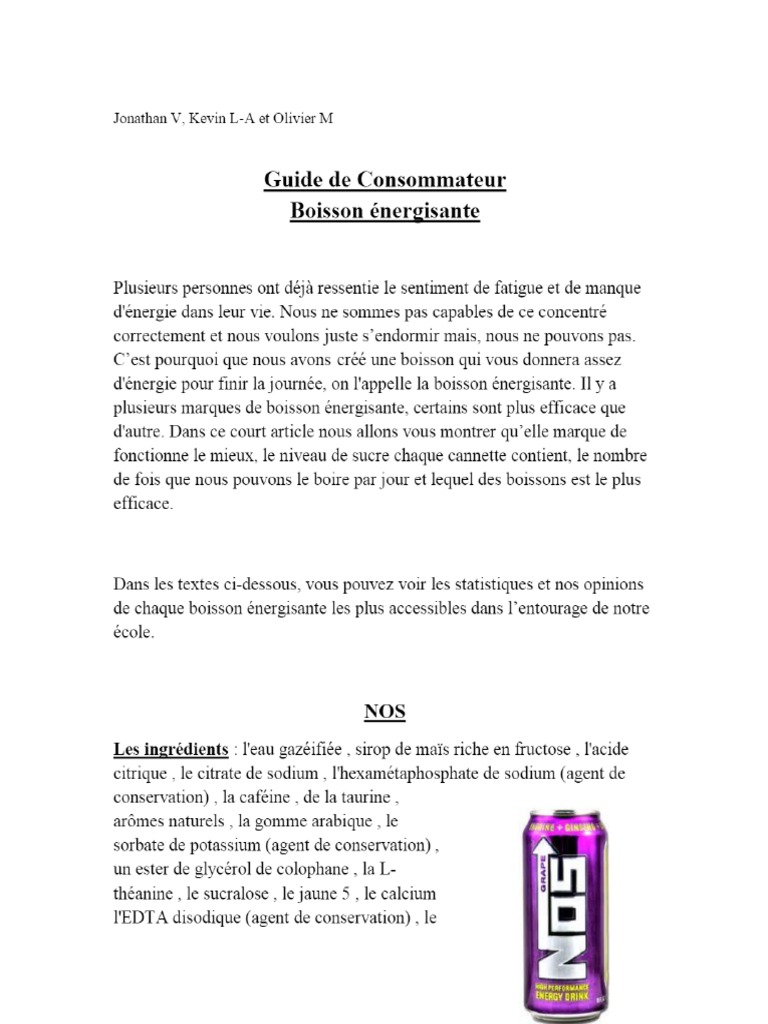 Boisson Énergisante - PDF | PDF