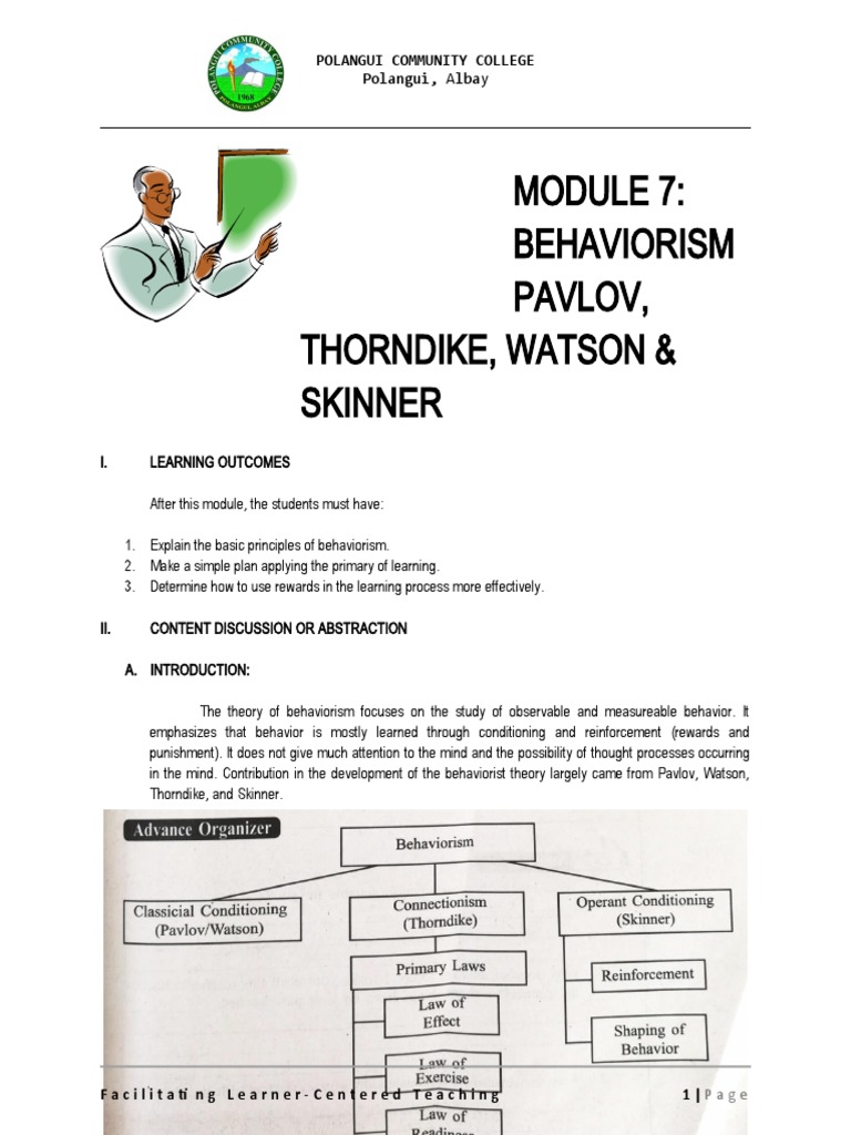 Module 7 Behaviorism Pavlov Thorndike Watson and Skinner | PDF ...