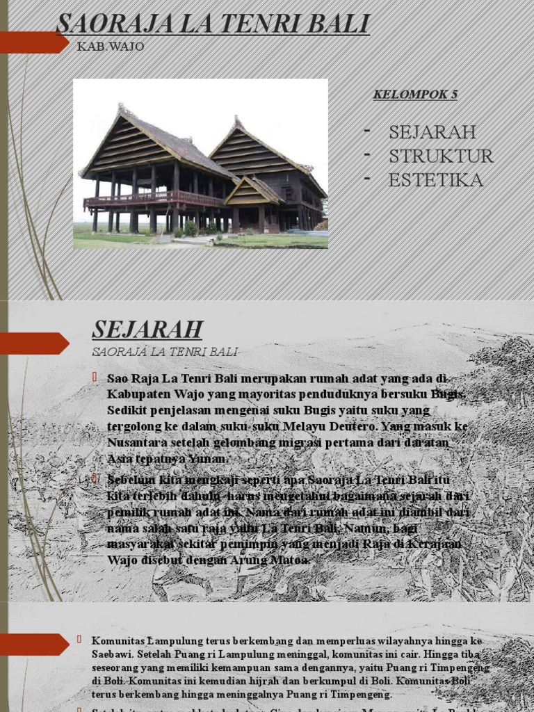 Sejarah dan Struktur Rumah Adat Saoraja La Tenri Bali | PDF