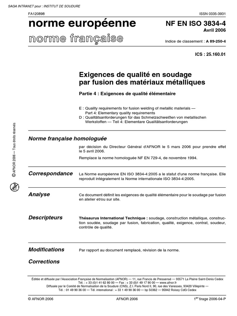 Iso 3834-4 | PDF | Soudage | Construction