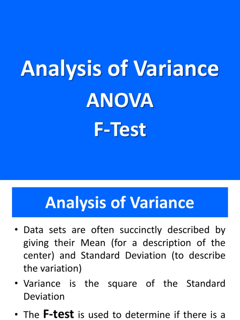 13 Analysis Of Variance Pdf Analysis Of Variance Variance