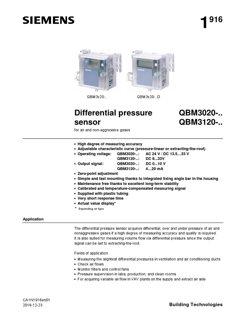 Differential Pressure Sensor Filter | PDF | Pressure Measurement ...