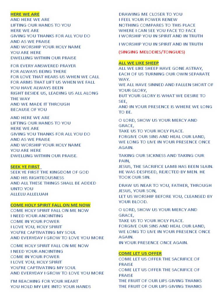 Cwsongs July22, 2022 (Macky & Girlie Macapagal) | PDF