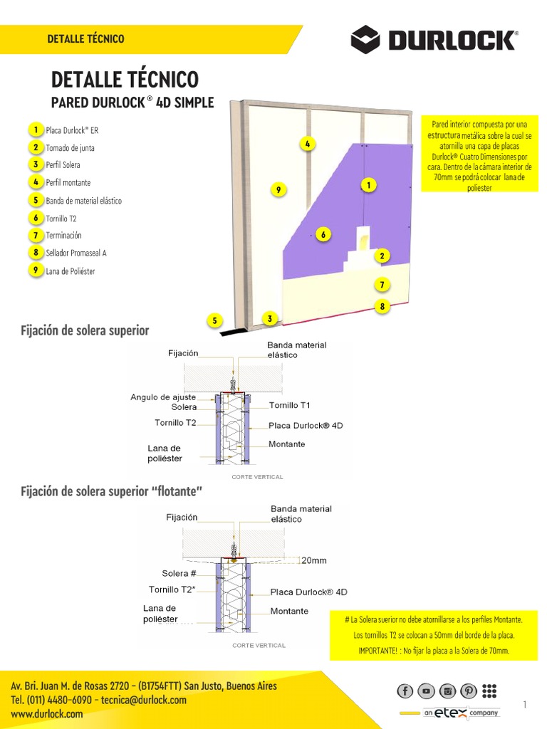Detalles Técnicos-Durlock-Dt-Pared-Simple-4d | PDF