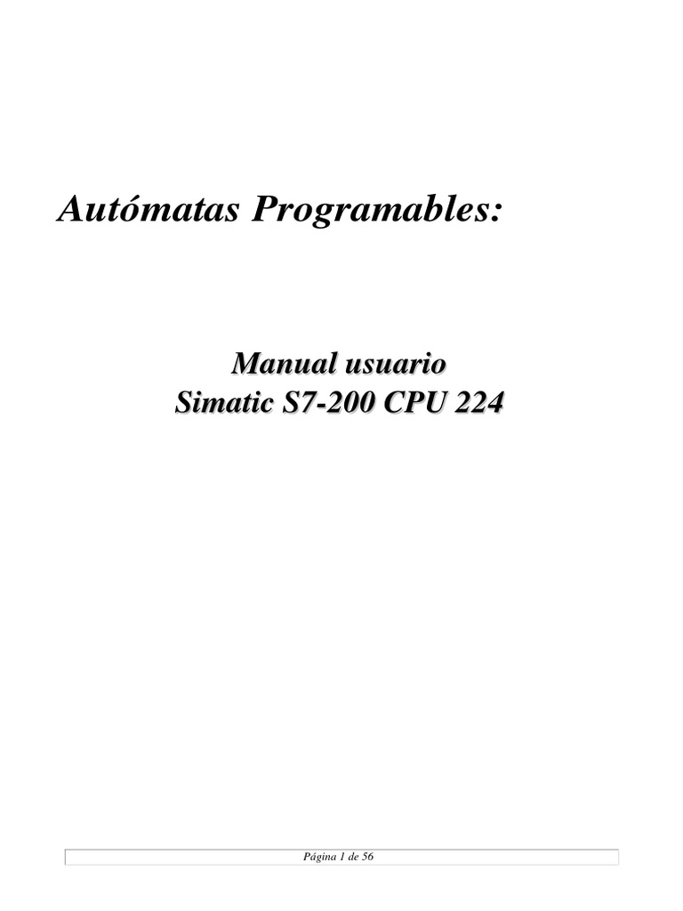 Automatas Programables. Manual de Usuario S7 200 | PDF | Controlador lógico programable | Poco