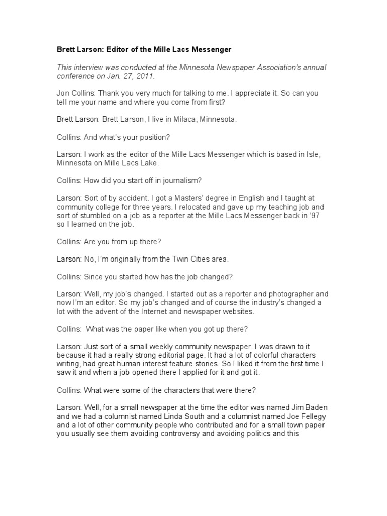 Brett Larson | PDF | Newspapers | Newspaper And Magazine