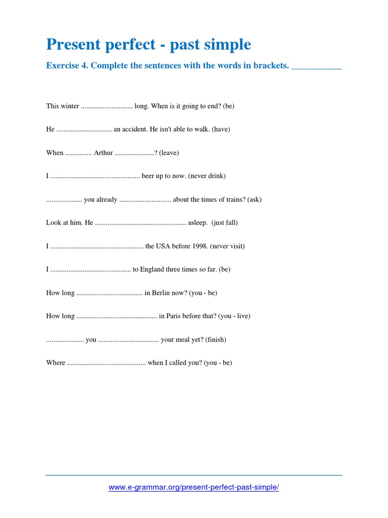 Present Perfect Past Simple Exercise 4 | PDF