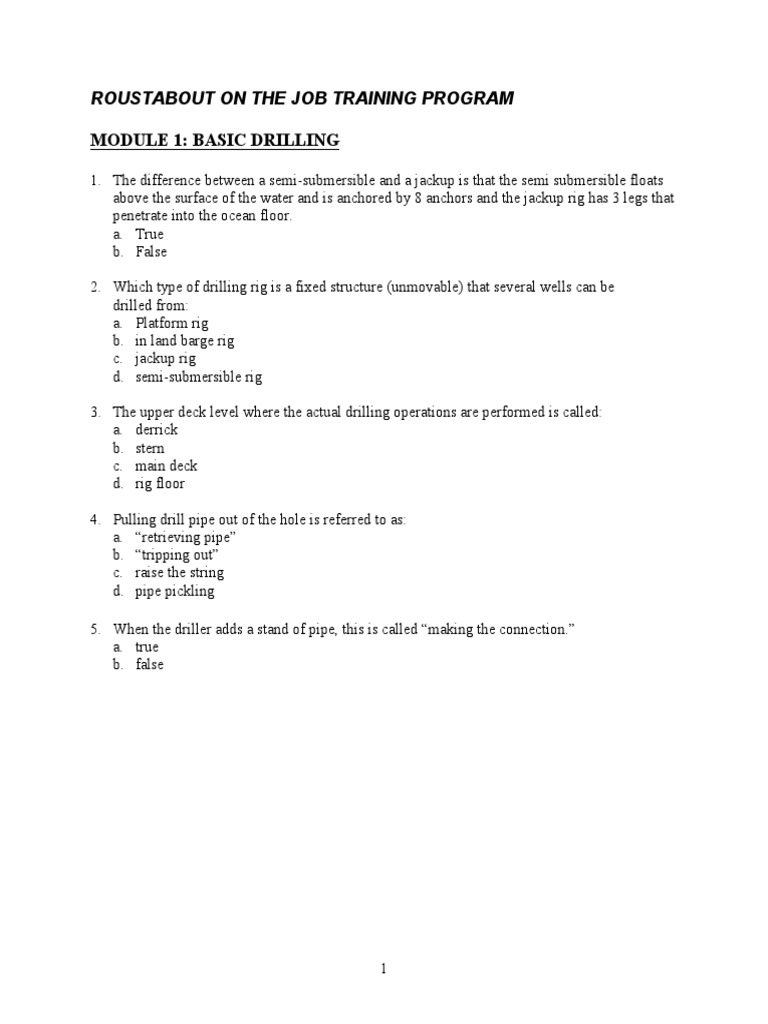 Roustabout Questions | PDF | Personal Protective Equipment | Safety
