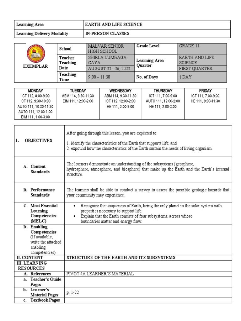 Le-week1-Earth and Its Subsystems | PDF | Earth | Atmosphere