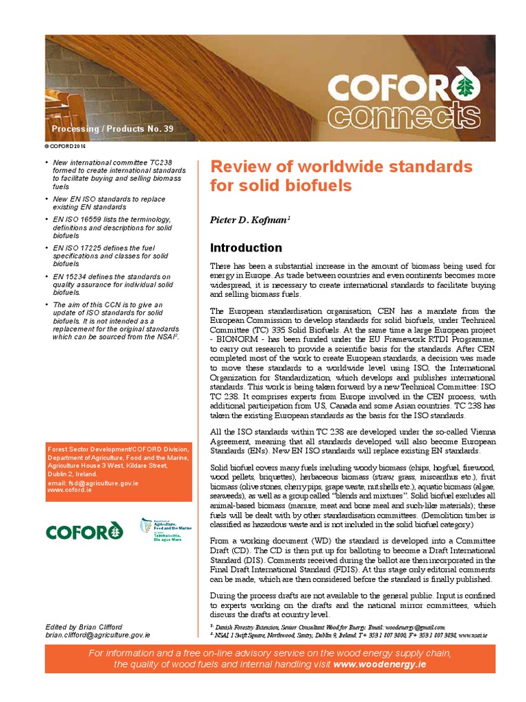 Coford - Review of Worldwide Standards For Solid Biofuels | PDF ...