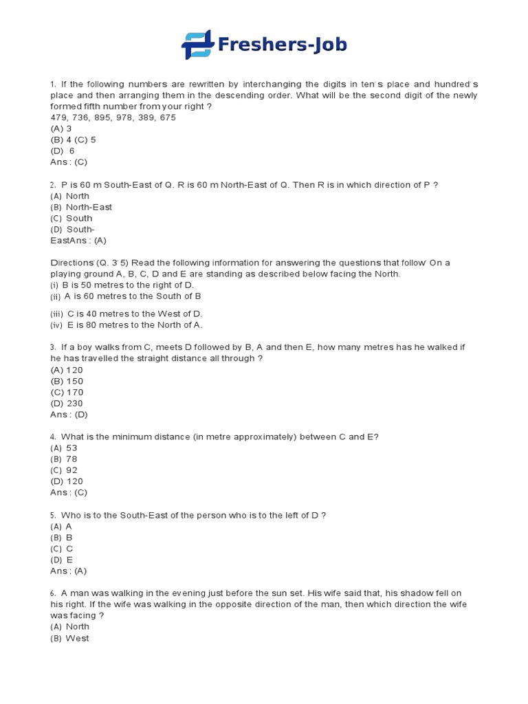 DE Shaw Aptitude Placement Paper by Freshers-Jobs | PDF | Economies