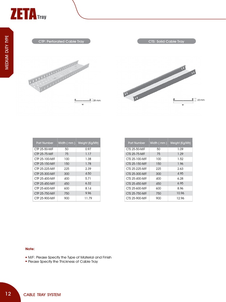 Cable Tray Weight Specifications | PDF | Computers