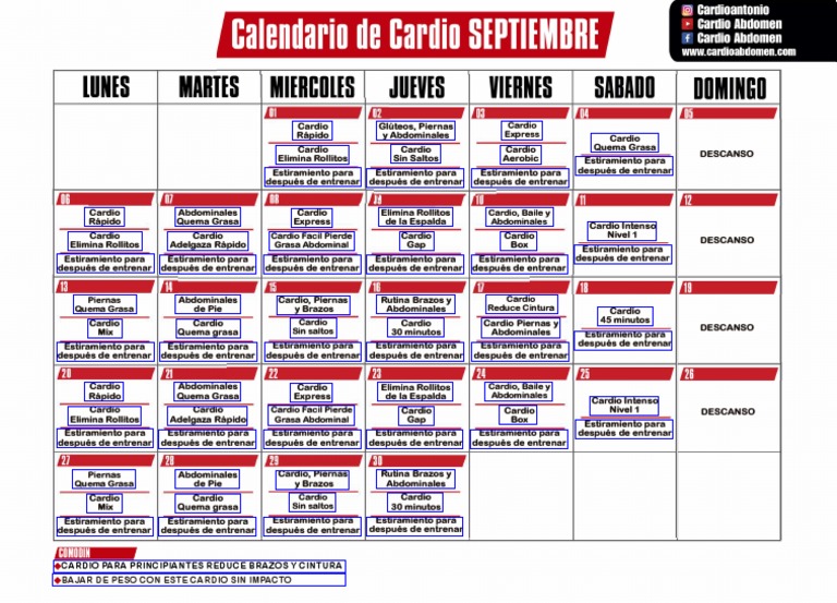 Calendario Cardiovascular (SEPTIEMBRE) | PDF | Ejercicio físico