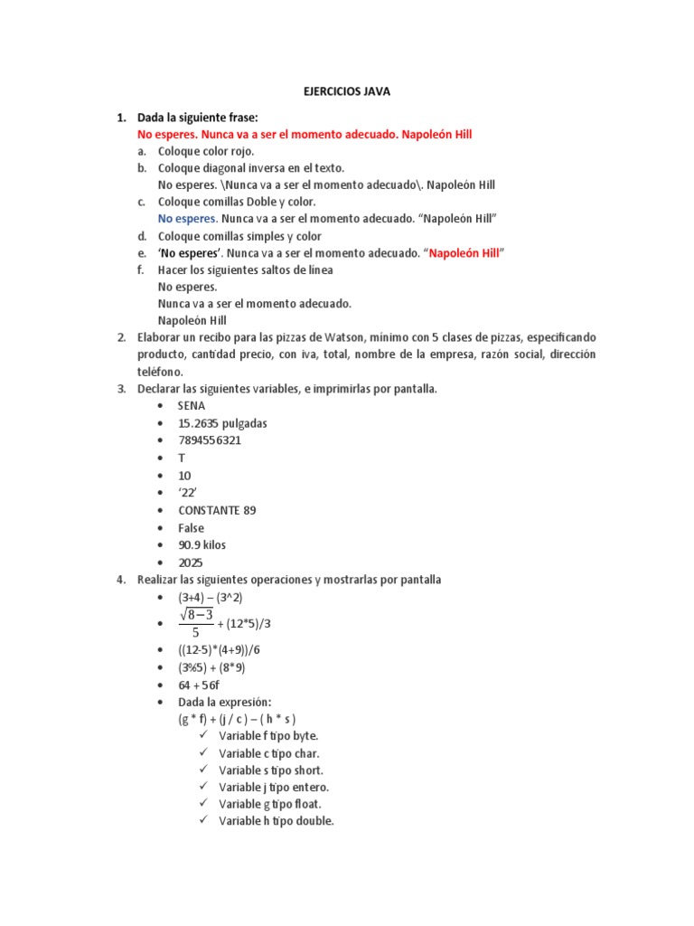 Ejercicios Java | PDF | Salario mínimo | Java (lenguaje de programación)