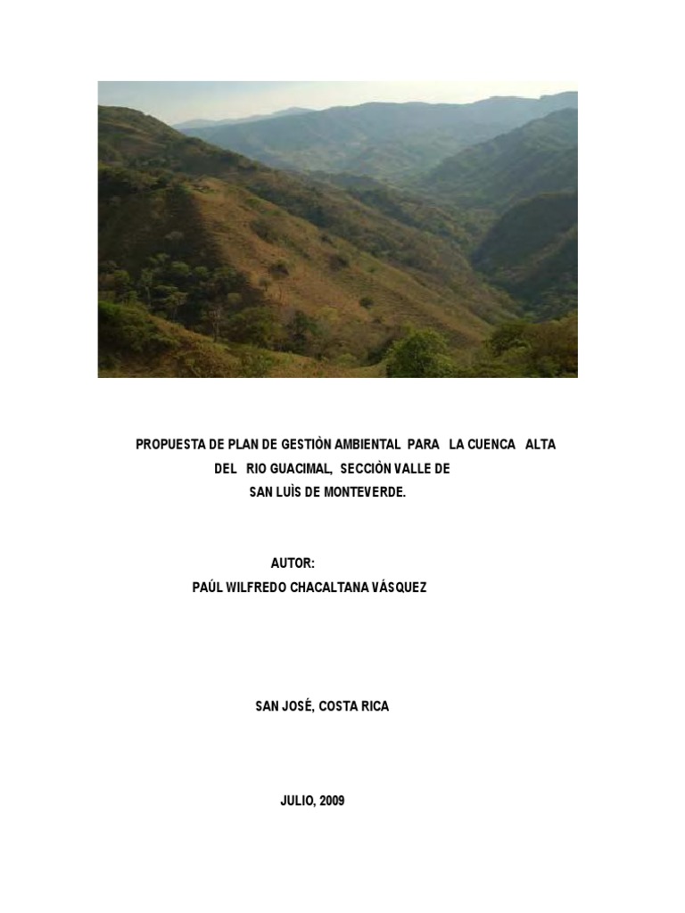 PLan de Gestiòn Ambiental de La Cuenca Alta Del Rìo Guacimal. Costa ...