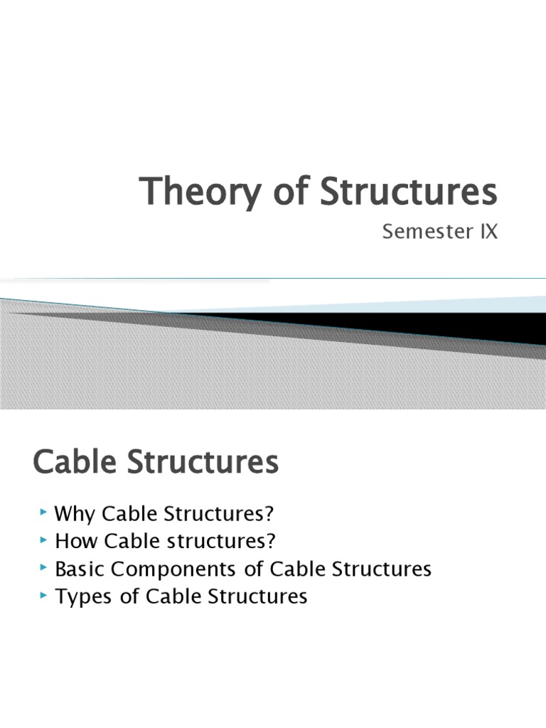 Theory of Structures - SEM IX - Cable Structures | PDF | Bridge | Wire