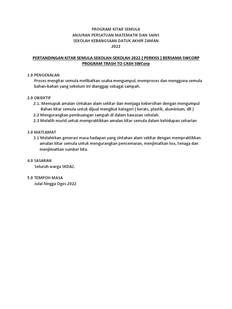 Program Kitar Semula 2022 PDF | PDF
