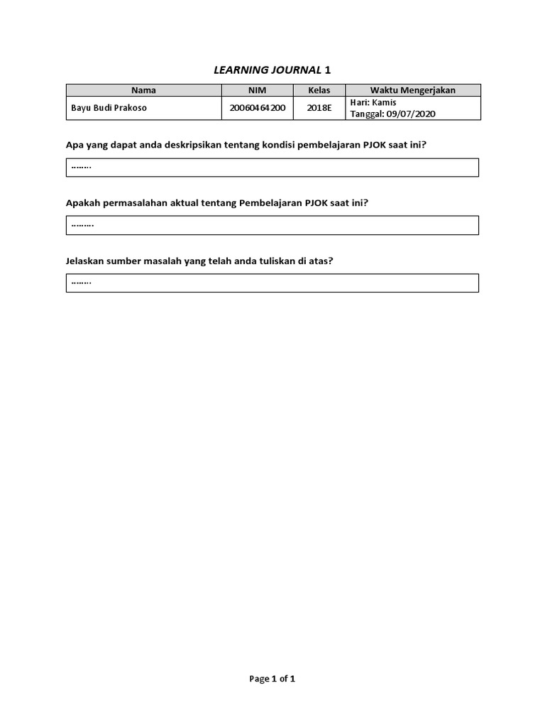 Learning Journal 1 | PDF | Karier & Perkembangan