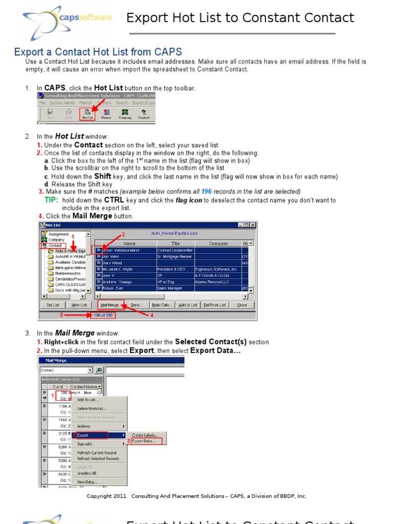Exporting Contacts to Constant Contact | PDF | Address (Geography ...