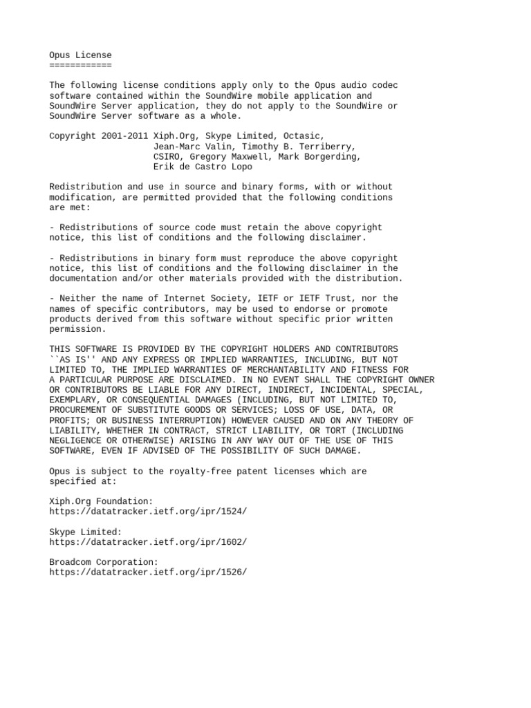 Opus License | PDF | Computers