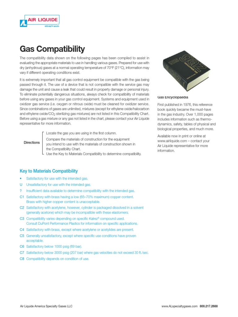 Specialty Gas Compatability Guide Air Liquide | PDF | Gases | Chemical ...