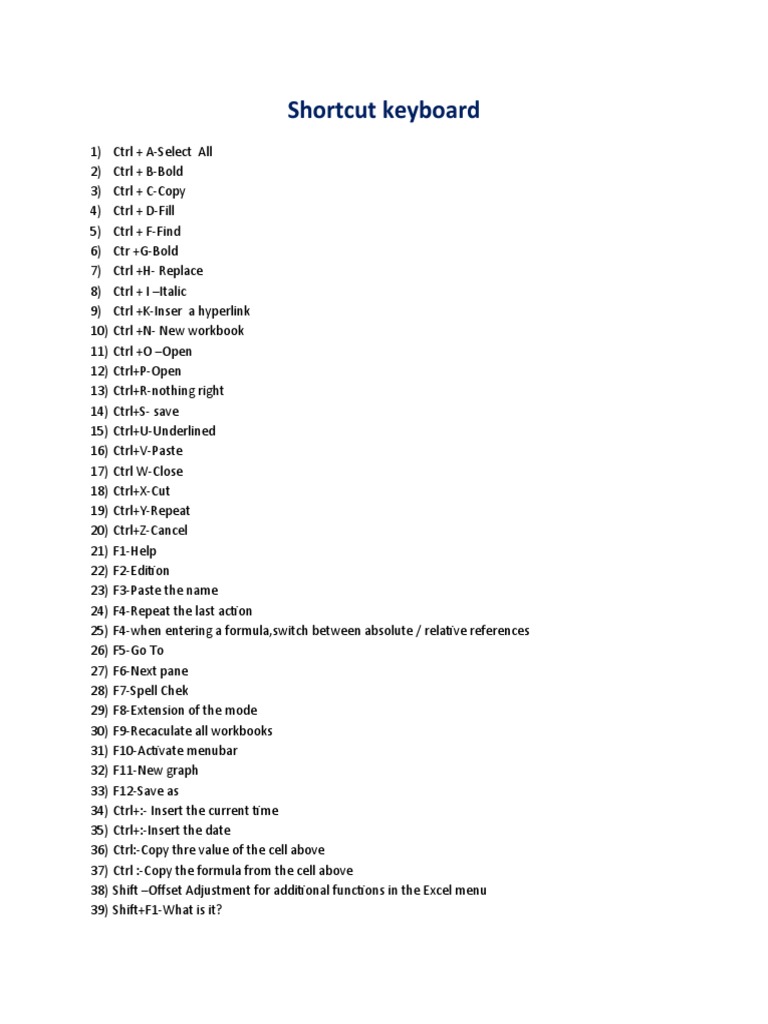 Shortcut Keyboard | PDF | Sports & Recreation | Teaching Methods ...