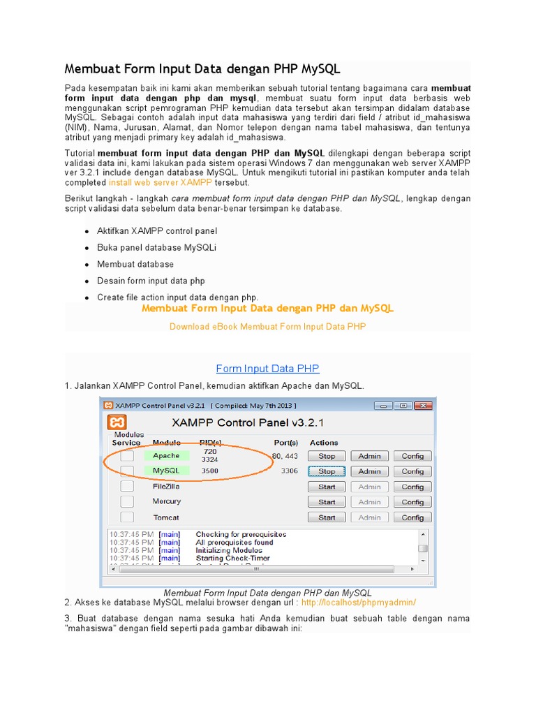 Membuat Form Input Data Dengan PHP MySQL | PDF