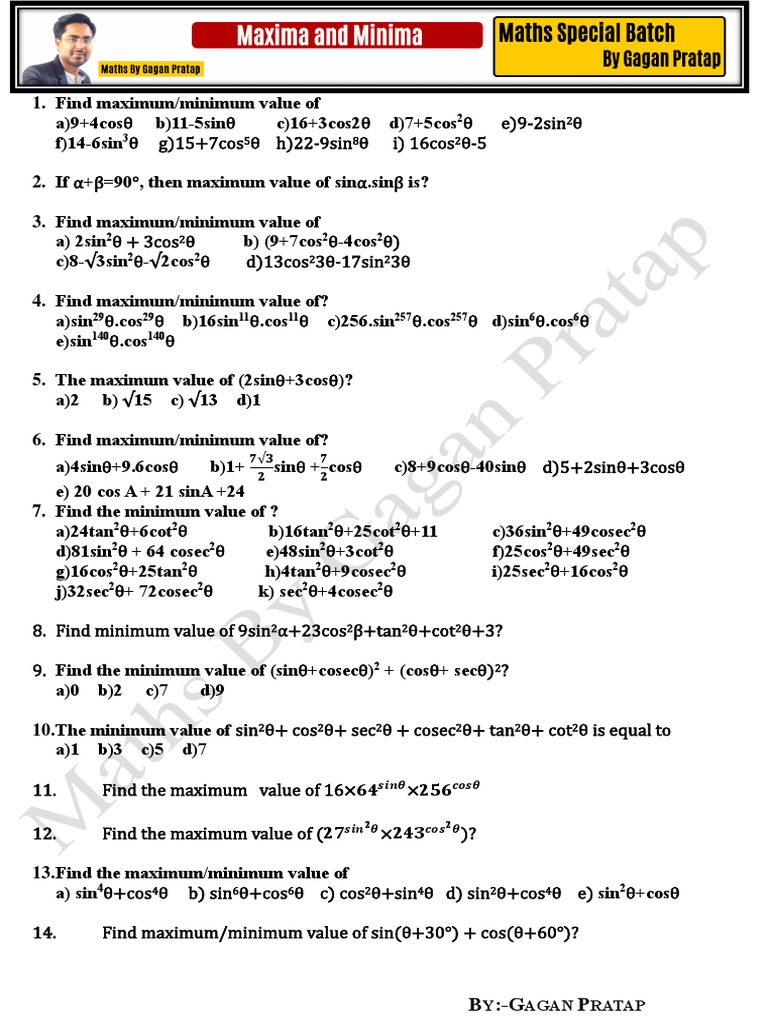 Maxima Minima | PDF | Maxima And Minima | Mathematical Analysis