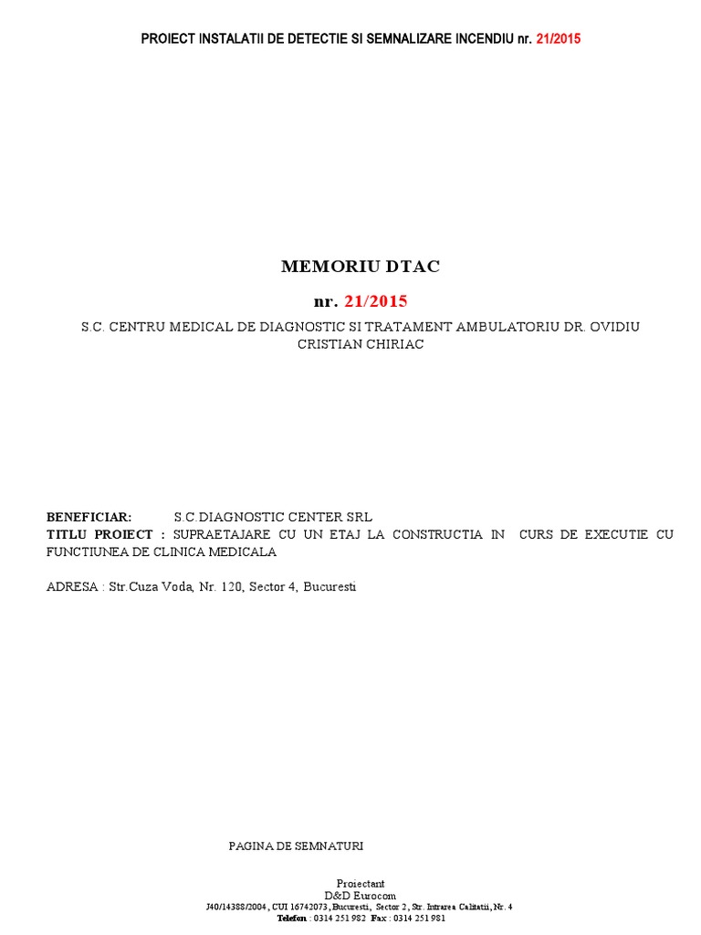 Memoriu Incendiu DTAC | PDF