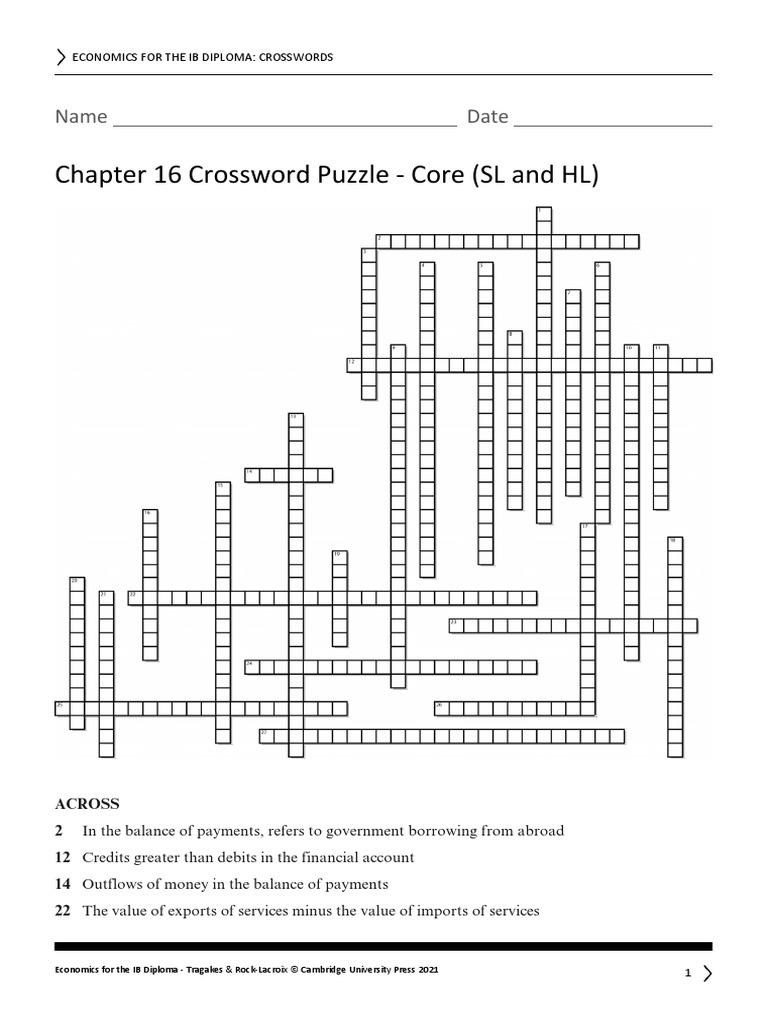 IB Economics Teacher Resource 3ed Ch16 Crossword | PDF | Finance ...