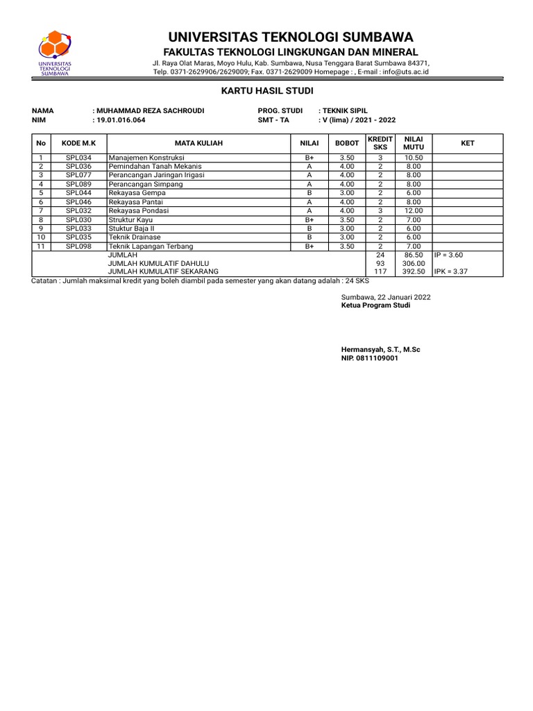 Cetak Kartu Hasil Studi - Portal Akademik | PDF