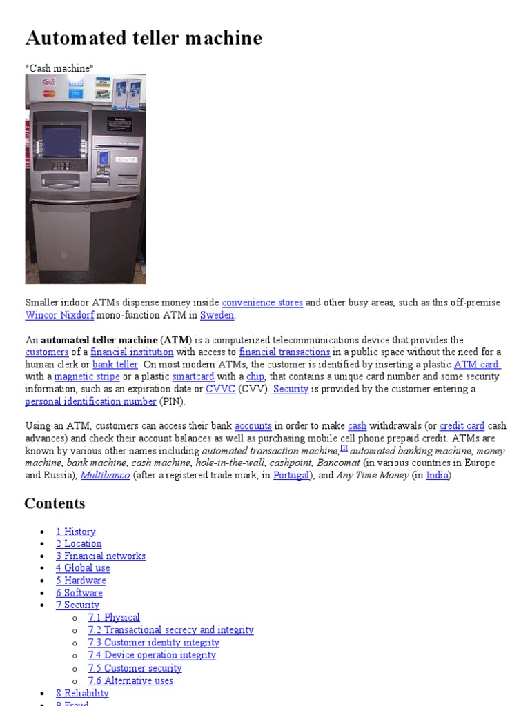 Overview of Automated Teller Machines | PDF | Automated Teller Machine ...