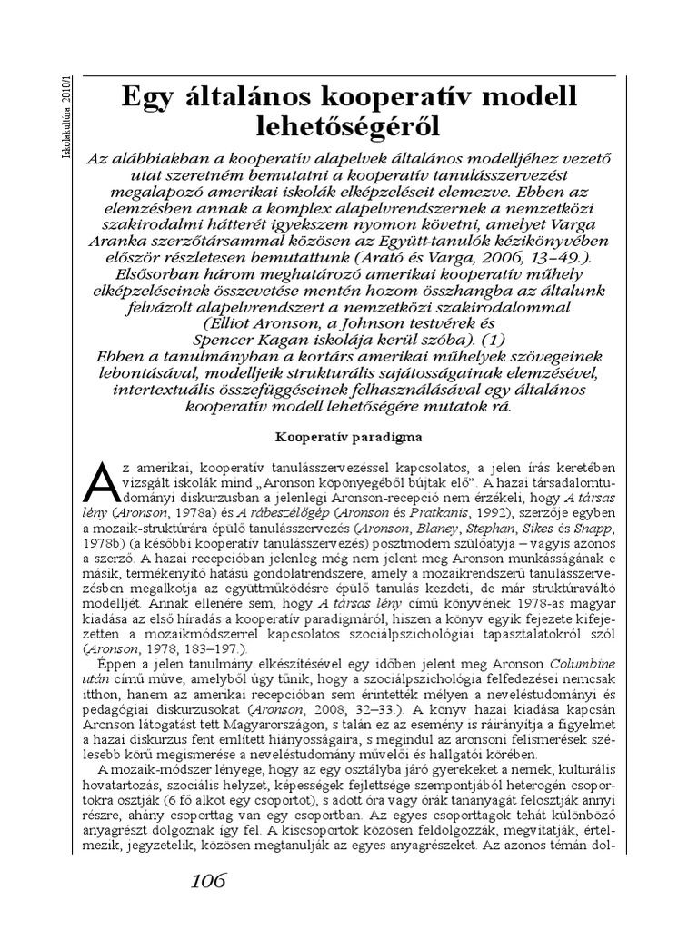 Egy Általános Kooperatív Modell Lehetőségéről | PDF