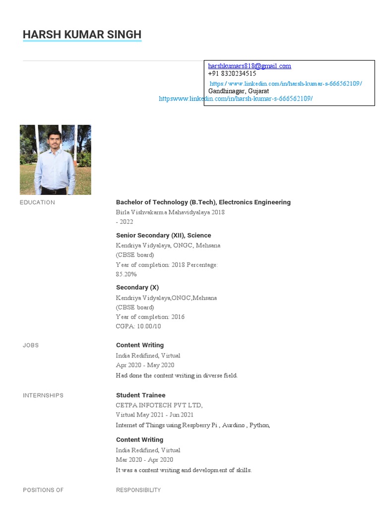 Harsh Kumar Singh: +91 8320234515 Gandhinagar, Gujarat | PDF | Computer Science | Information ...