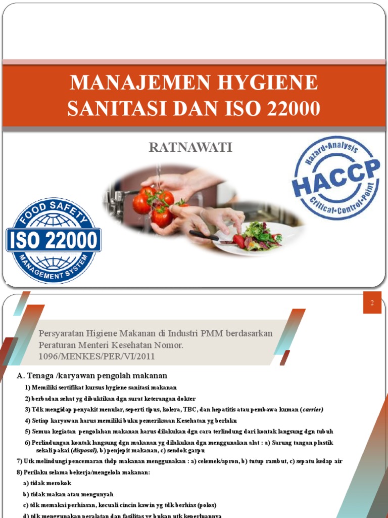 Manajemen Hygiene Sanitasi Dan Iso 22000 | PDF