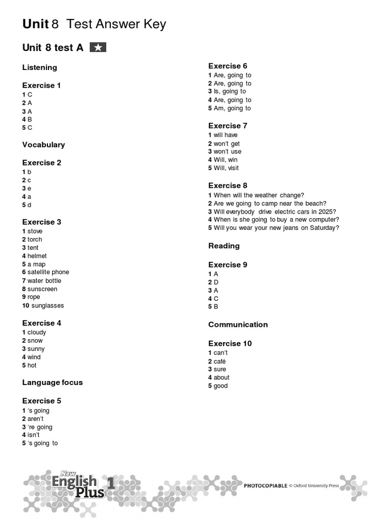 New English Plus 1 Unit 8 Answer Key | PDF
